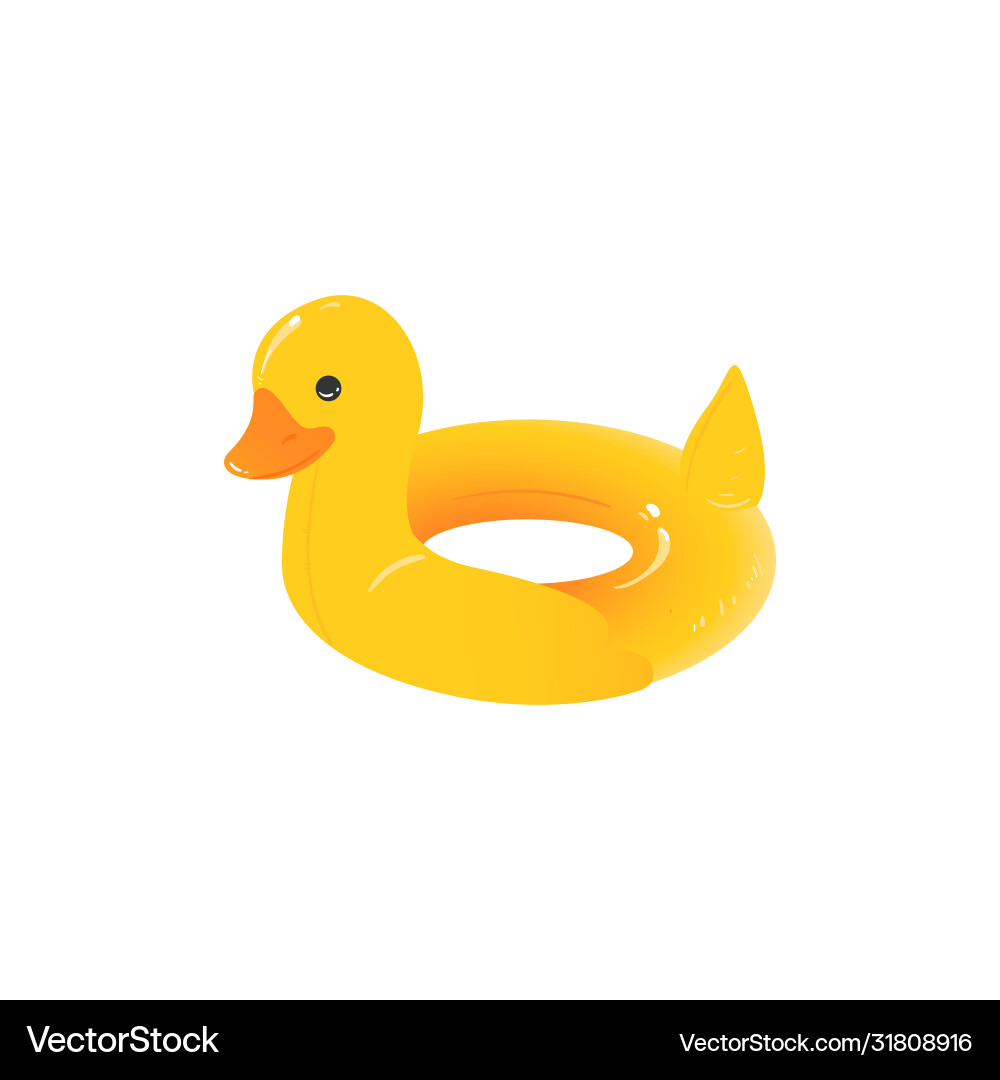 Yellow duck inflatable ring - cartoon drawing Vector Image