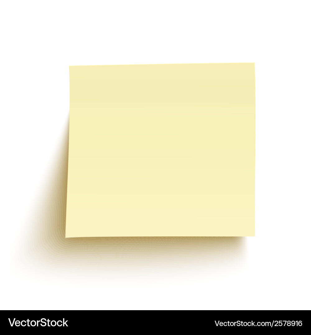 Yellow sticky note isolated on white background Vector Image