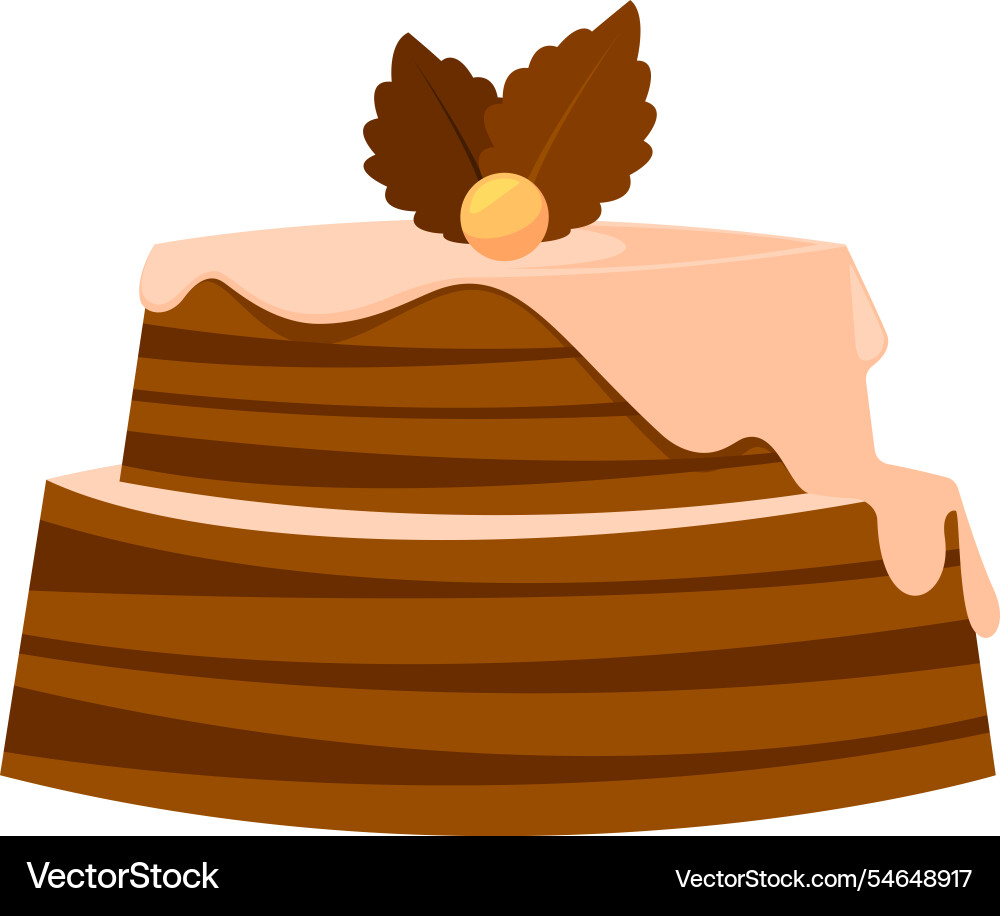 Cartoon chocolate holiday cake Royalty Free Vector Image