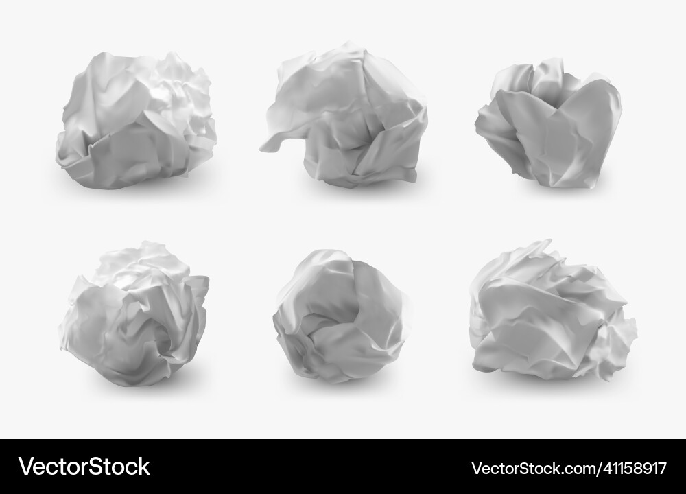 Crumpled paper realistic trash ball Royalty Free Vector