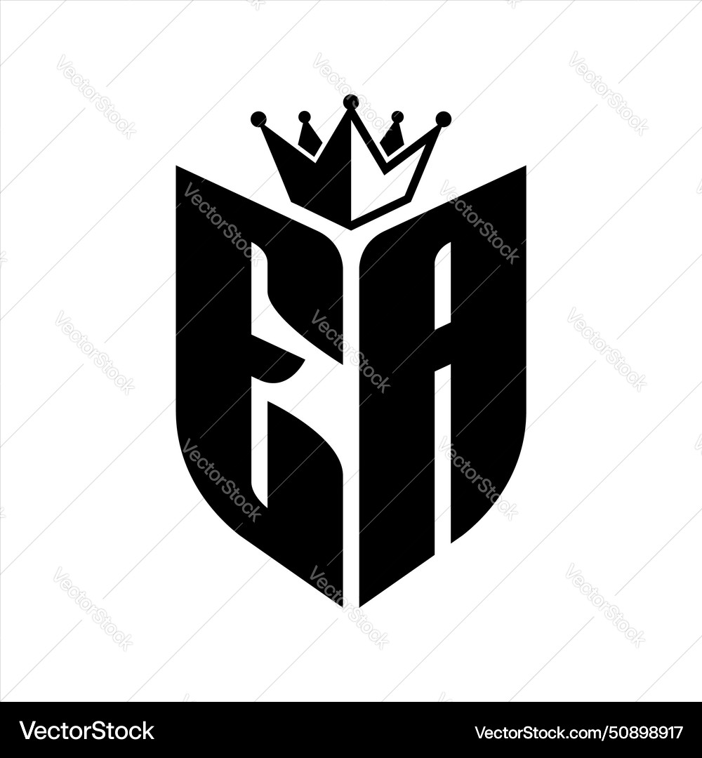 Ea letter monogram with shield shape crown Vector Image