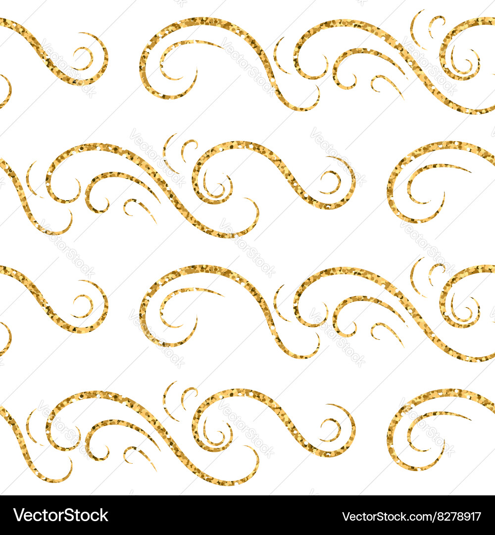 Gold wave seamless pattern draw Royalty Free Vector Image