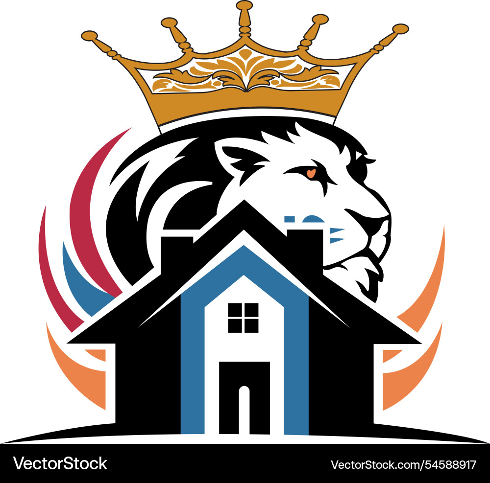 Lion building logo design business lio Royalty Free Vector