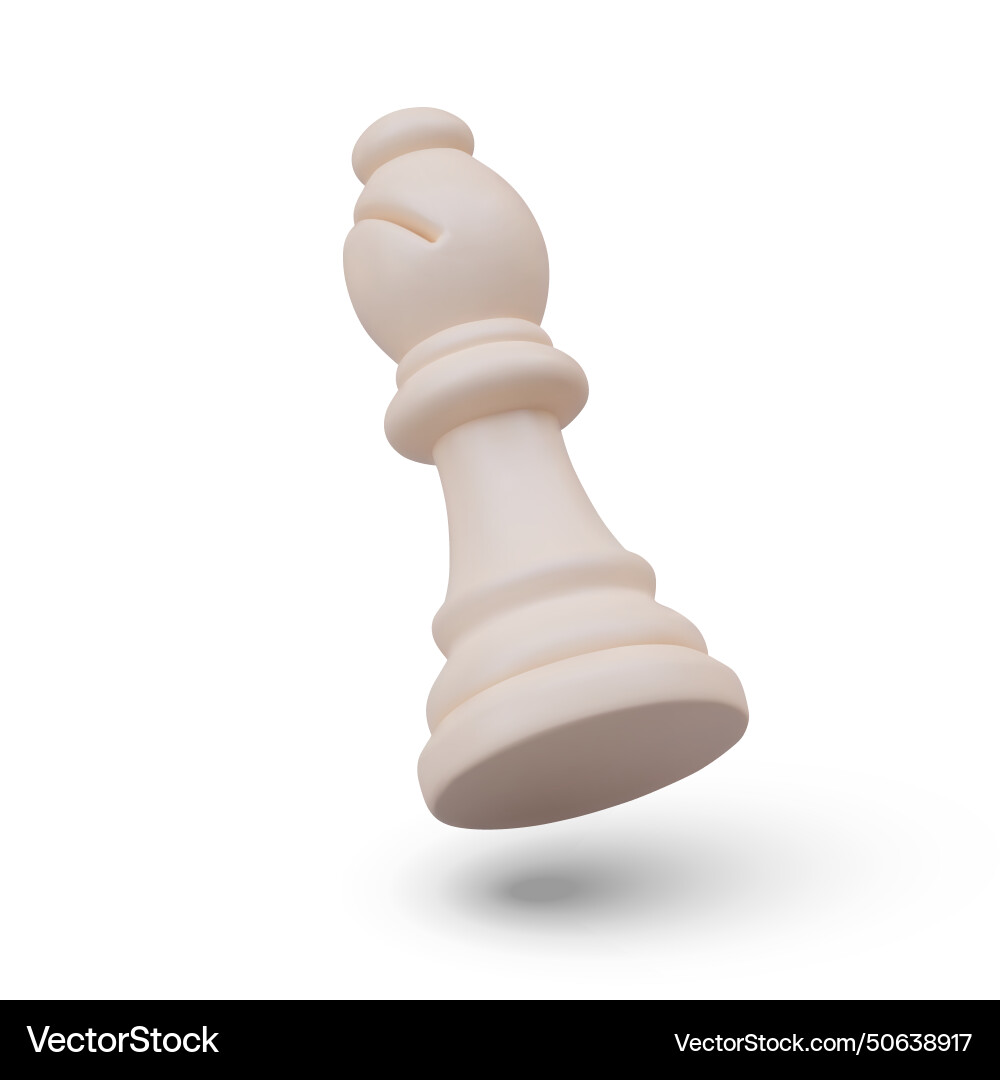 Realistic white chess bishop in floating position Vector Image