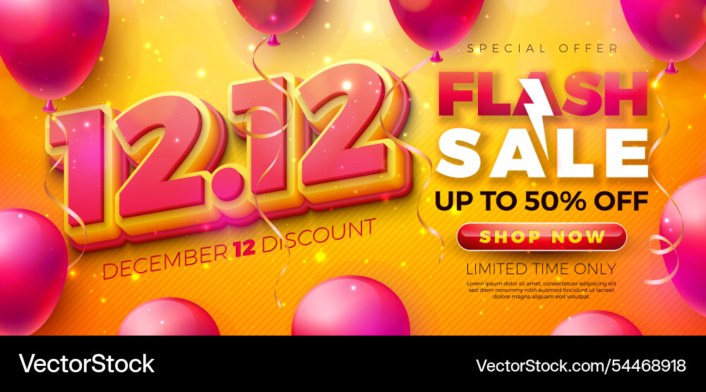 12 december shopping day flash sale design Vector Image