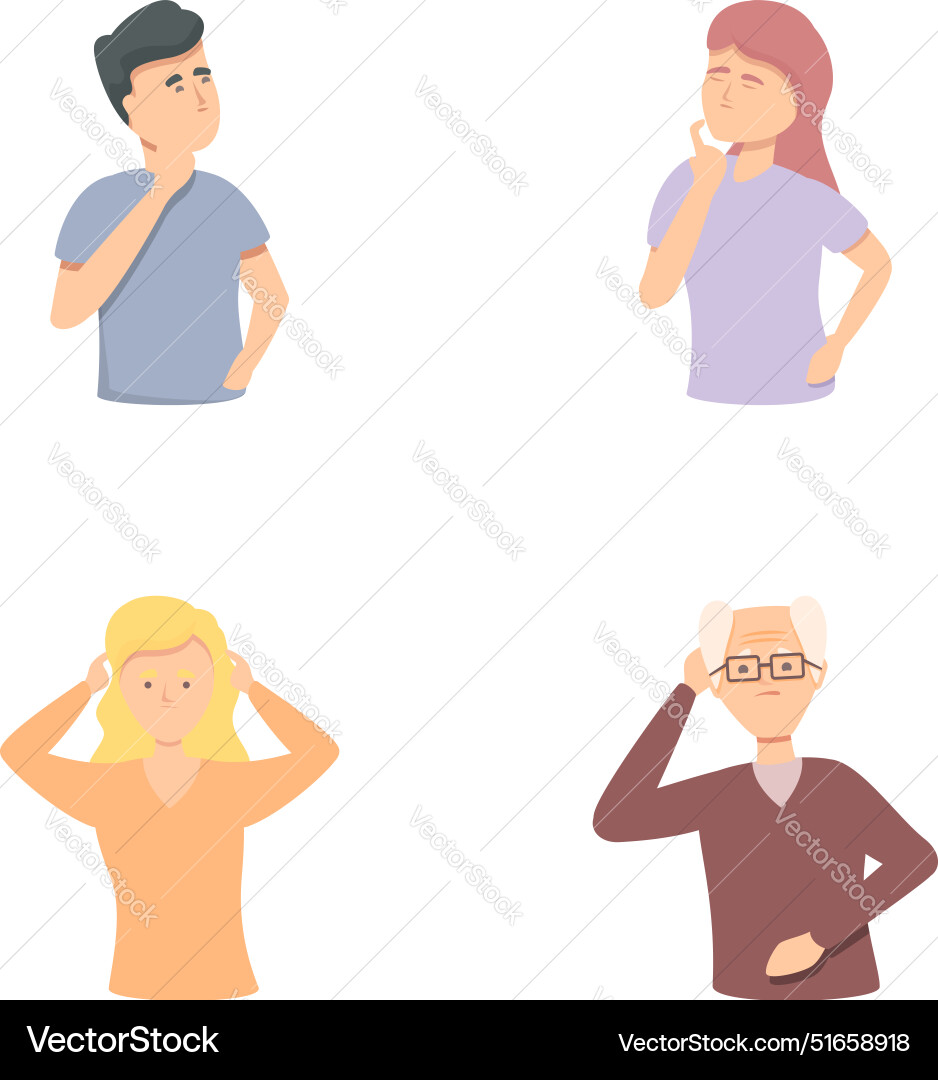Brain disease icons set cartoon problem Royalty Free Vector