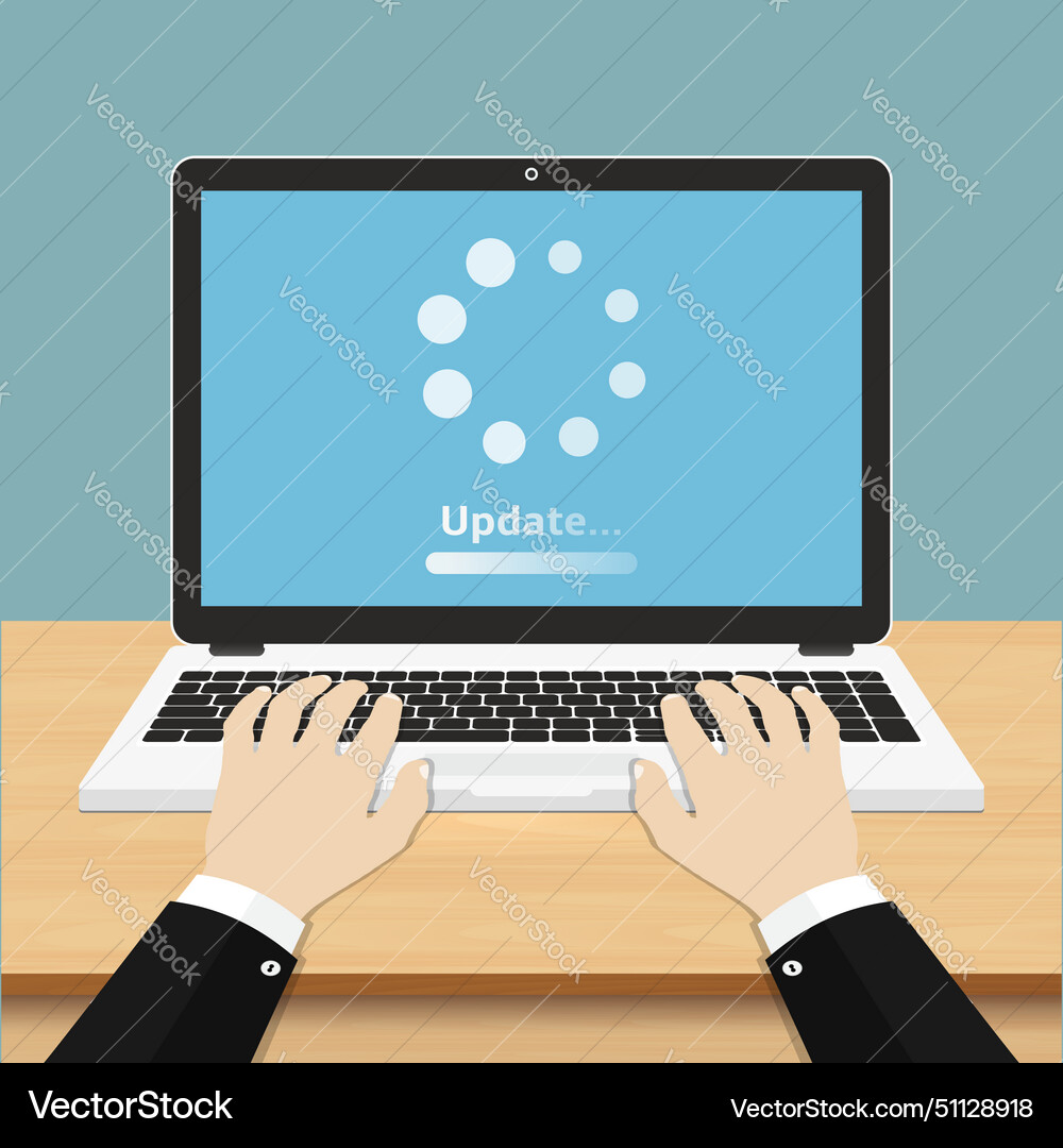 Flat of human hand using laptop Royalty Free Vector Image