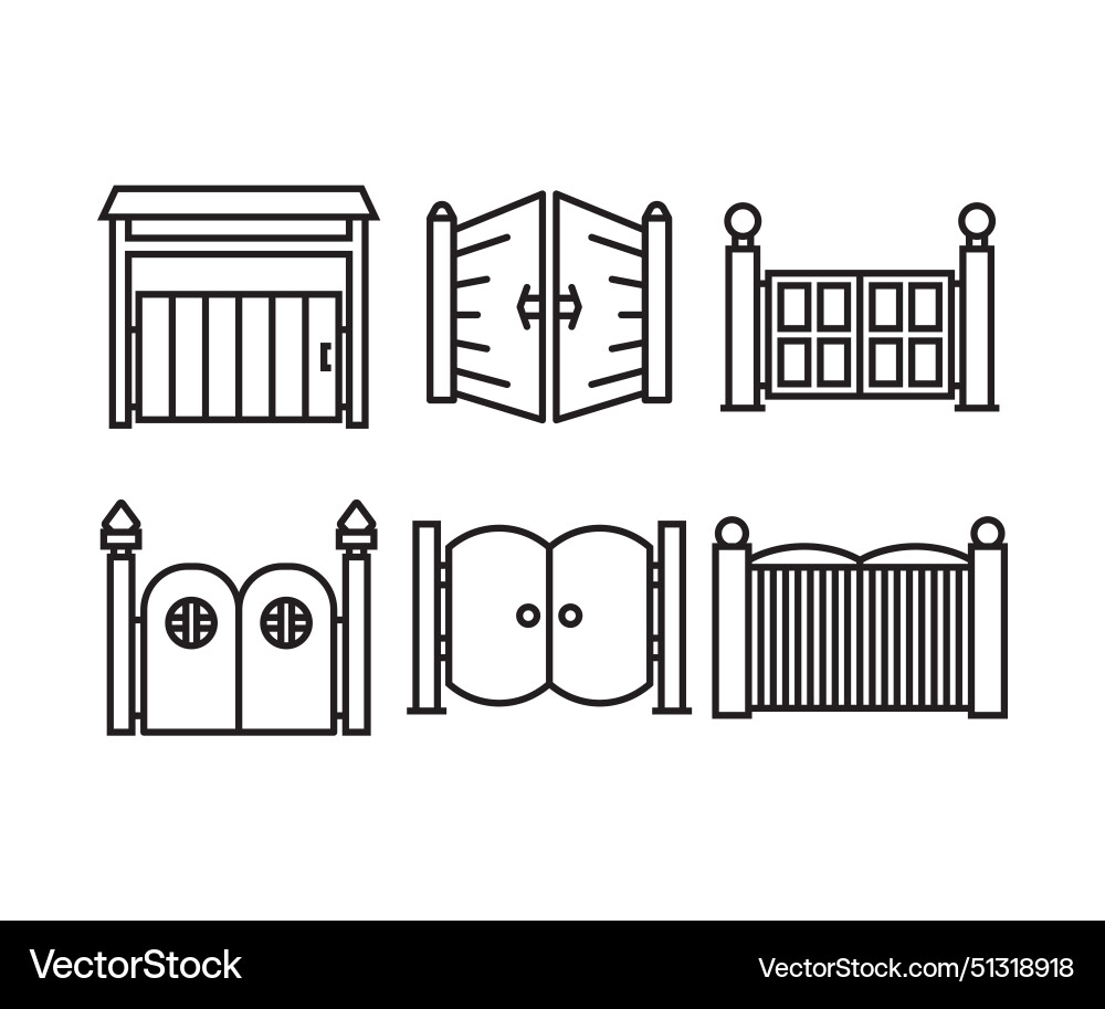 Gate and fence icons Royalty Free Vector Image