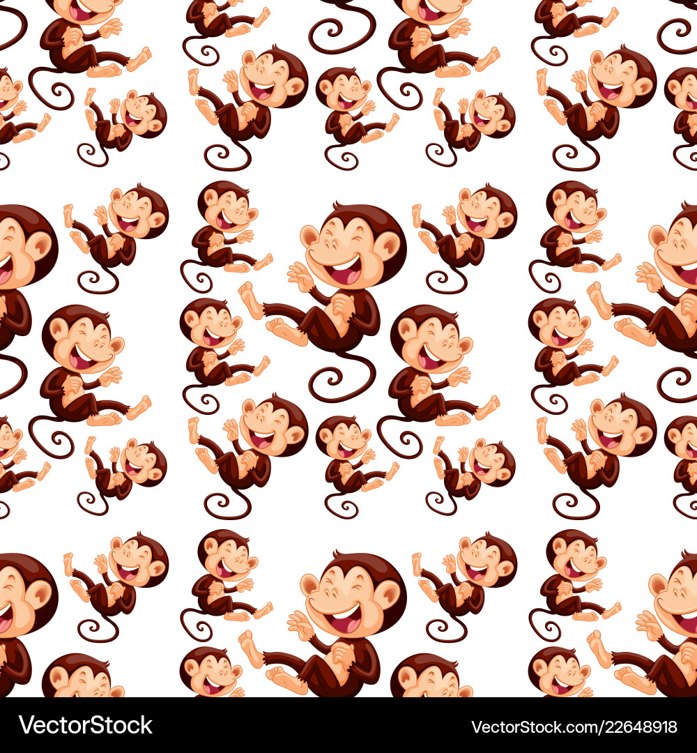 Happy monkey seamless pattern Royalty Free Vector Image