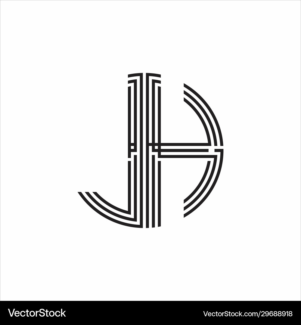 JH Monogram Triple Ribbon Logo Royalty Free Vector Image