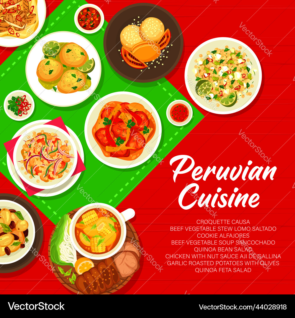 Peruvian cuisine menu cover page template Vector Image