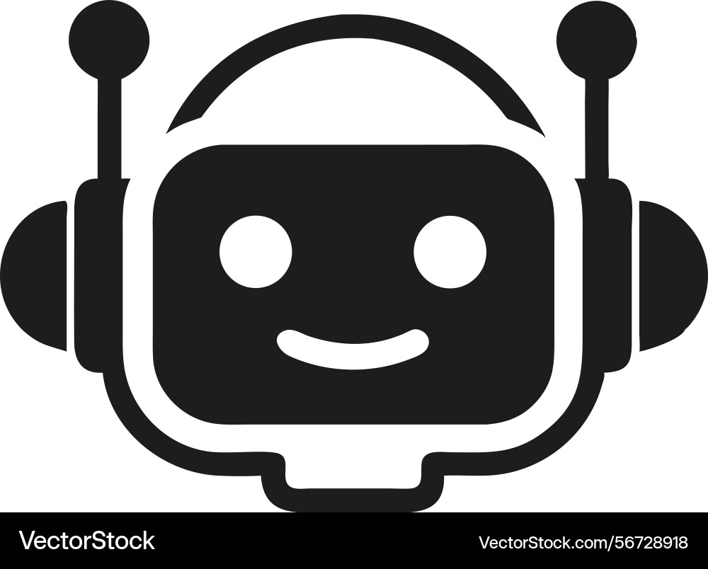 Smiling robot head simple icon showing technology Vector Image
