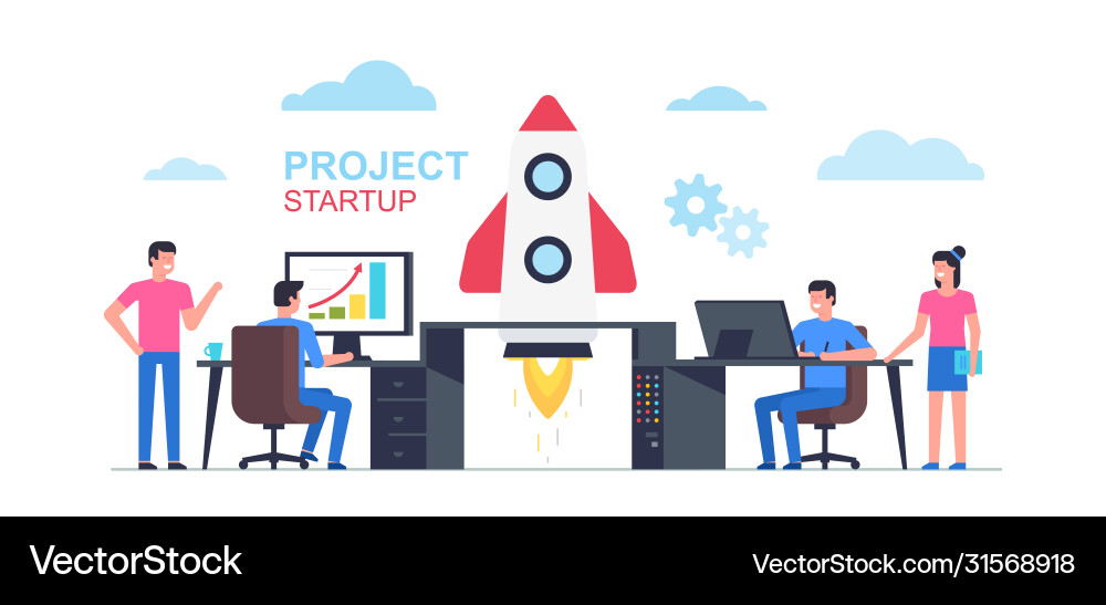 Successful launch startup Royalty Free Vector Image