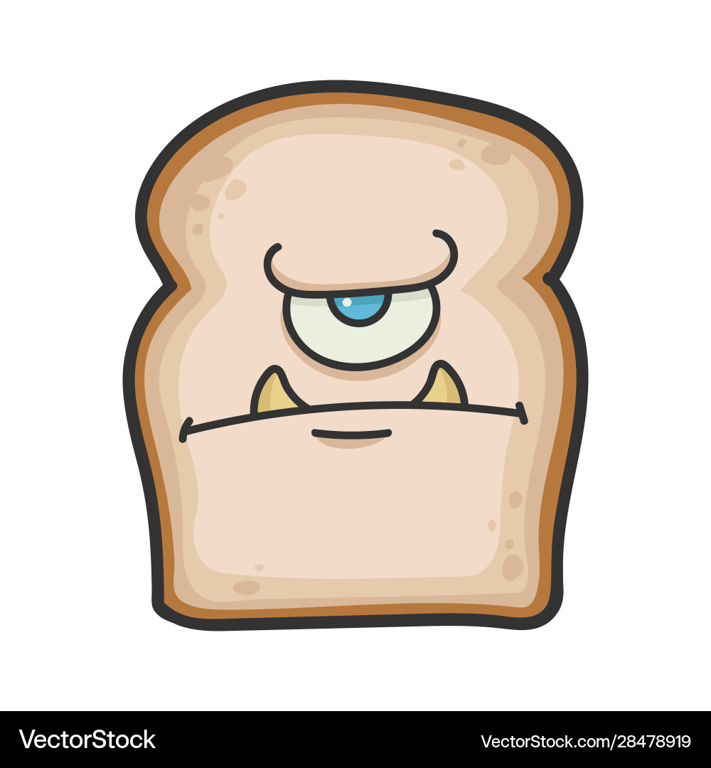 Angry Monster Bread Slice Royalty Free Vector Image