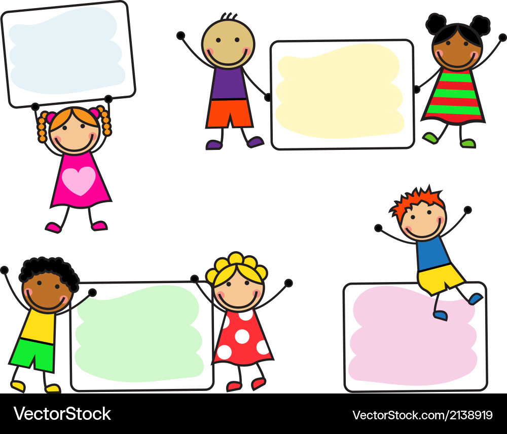 Cartoon kids with posters Royalty Free Vector Image
