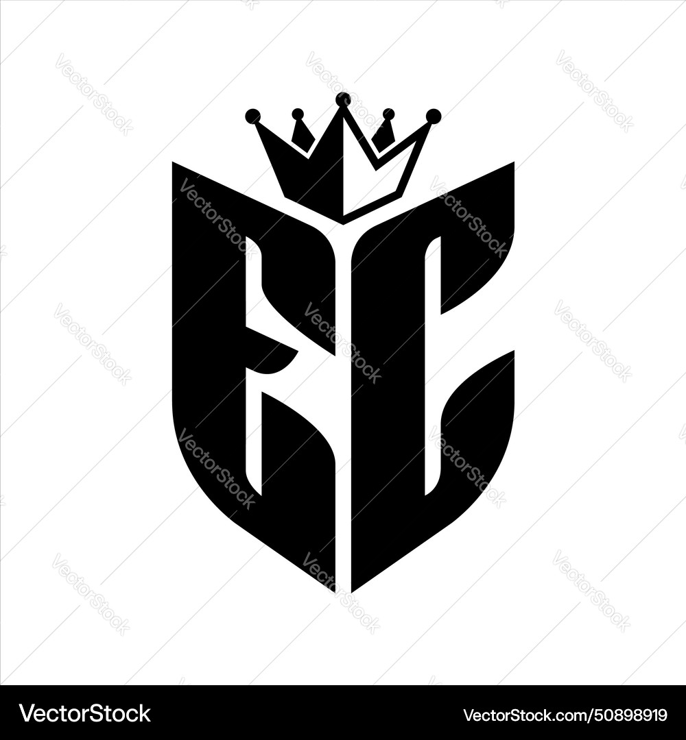 Ec letter monogram with shield shape crown Vector Image
