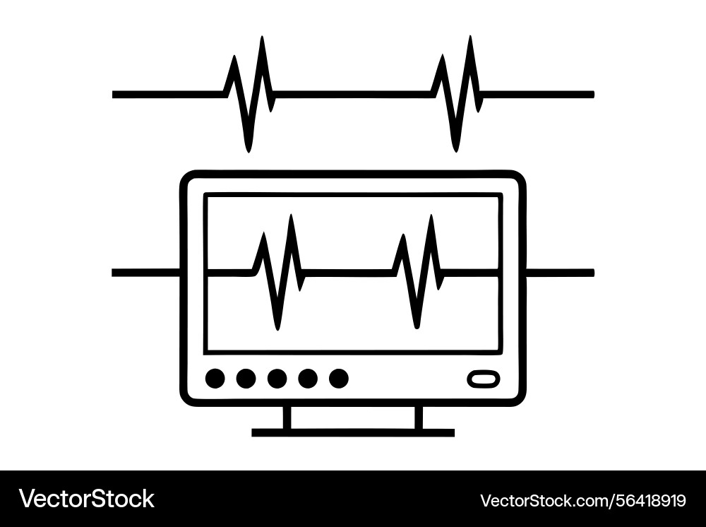Electrocardiogram machine with beeping ecg trace Vector Image