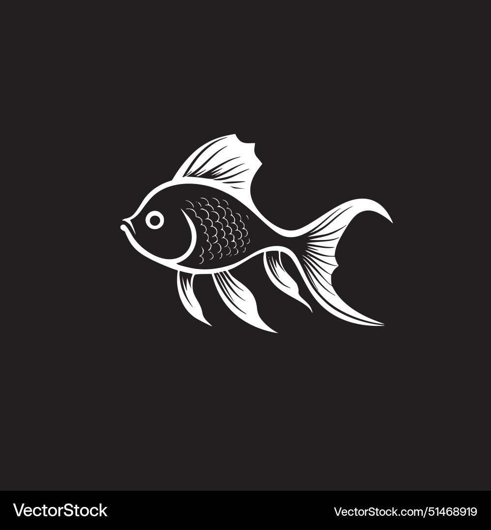 Goldfish - black and white Royalty Free Vector Image