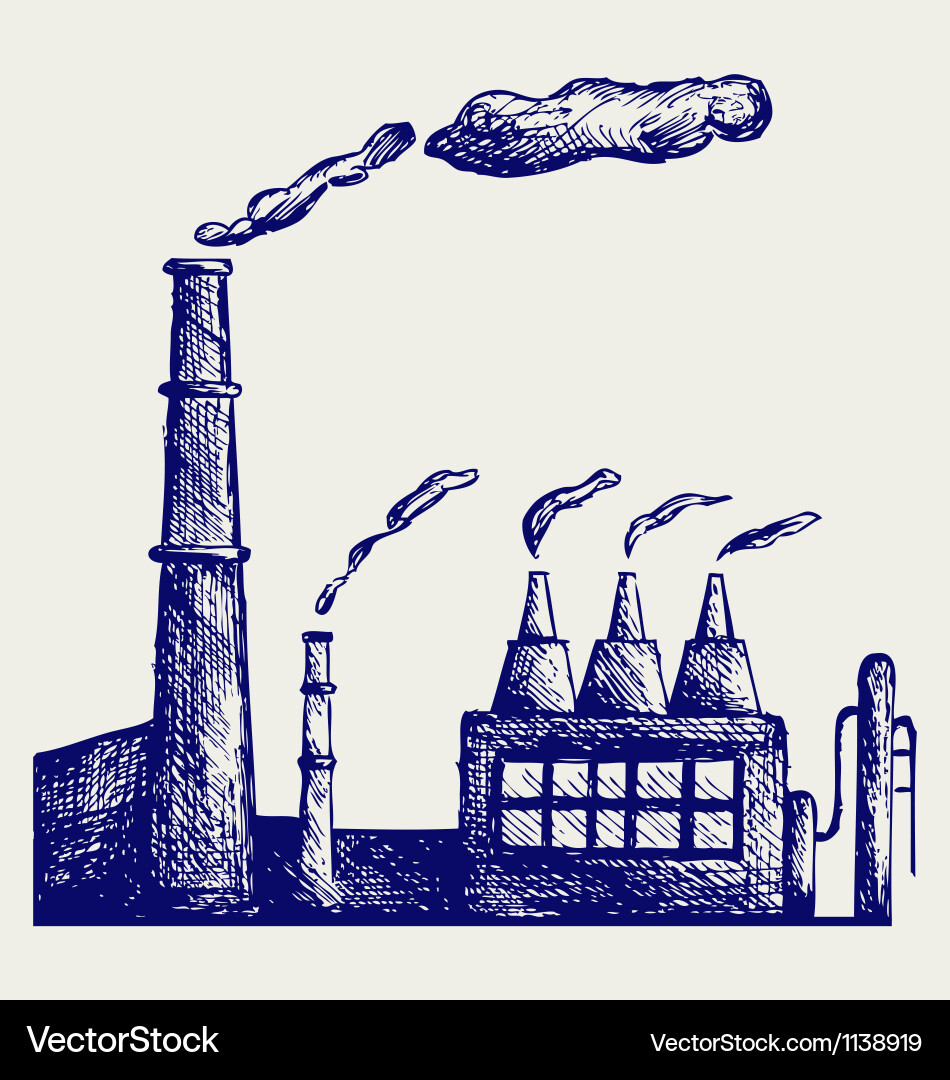 Industrial Sketch - Factory Doodle Royalty Free Vector Image