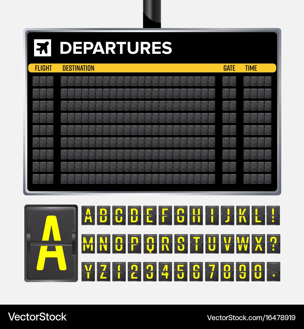 Mechanical Airport Departure Board Royalty Free Vector Image