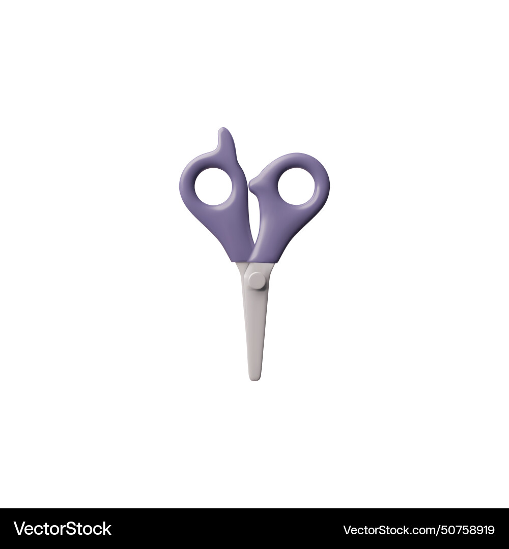 Metal scissors with handles 3d icon Royalty Free Vector