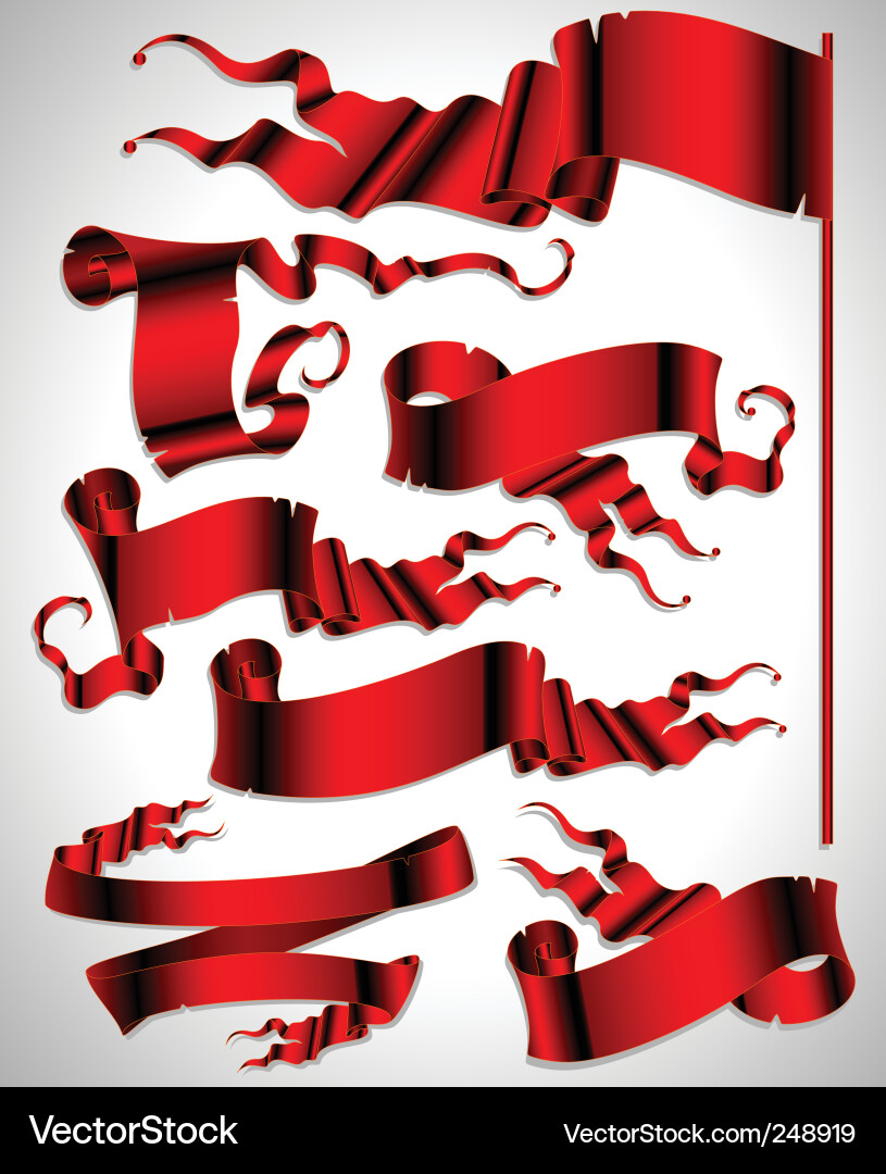 Set of red ribbons Royalty Free Vector Image - VectorStock