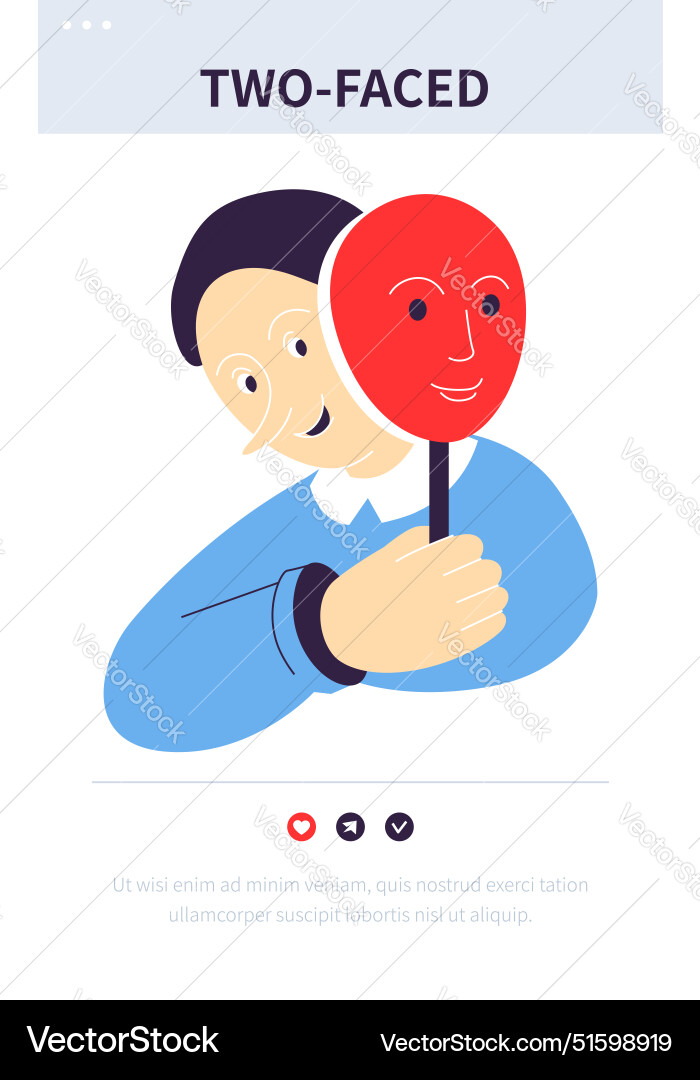 Two-faced - colorful flat design style banner Vector Image