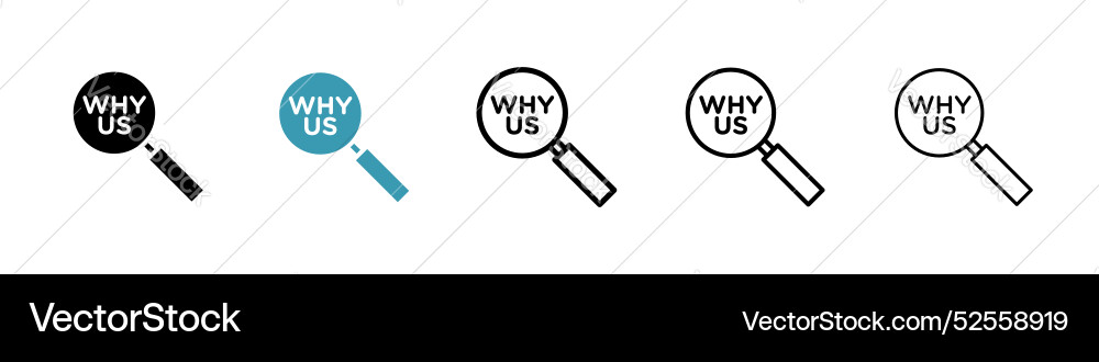 Why us icon set on white background Royalty Free Vector