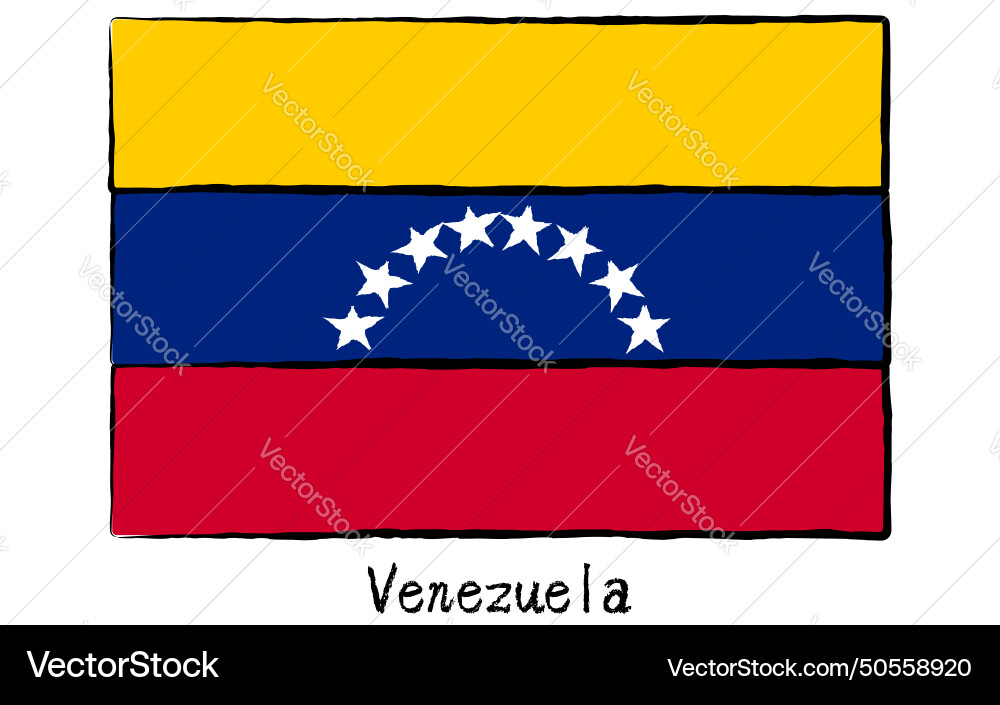 Analog hand-drawn world flag venezuela Royalty Free Vector