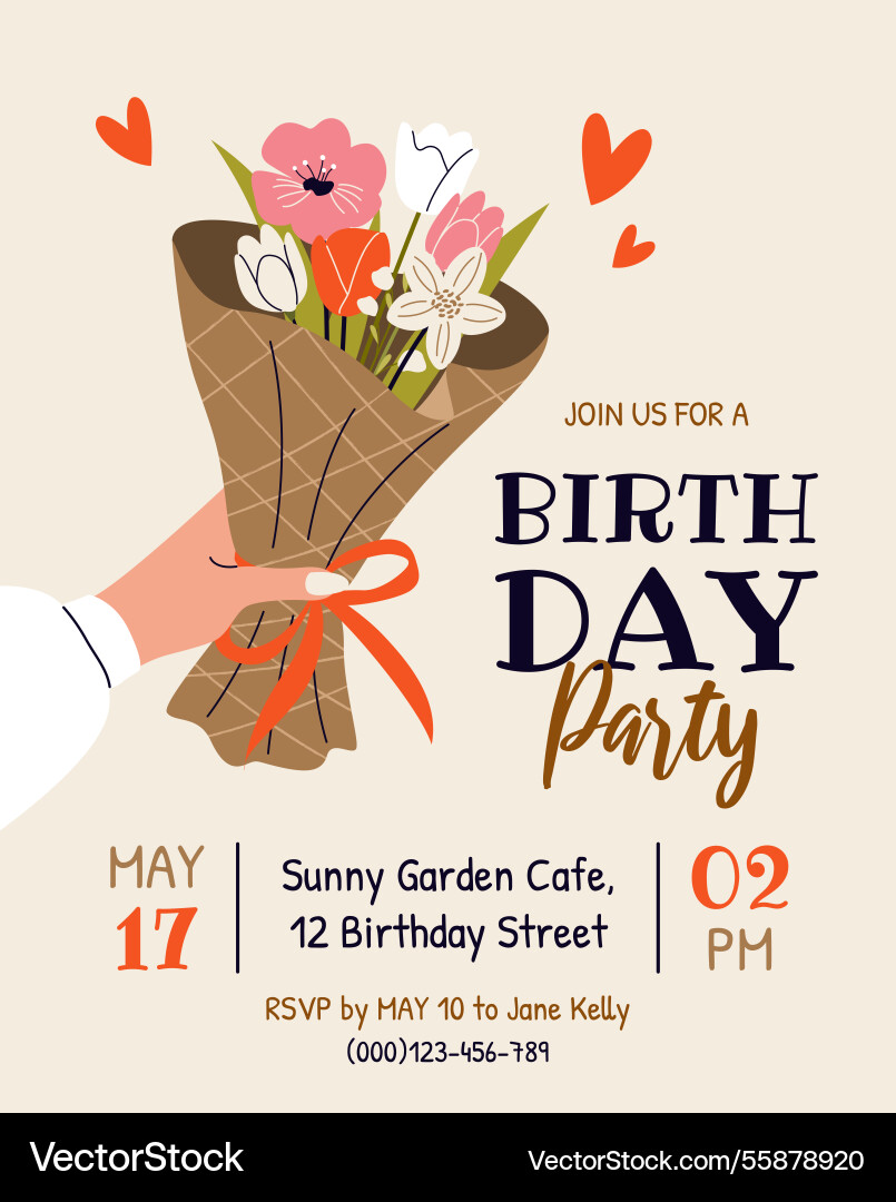 Birthday party invitation vertical template Vector Image