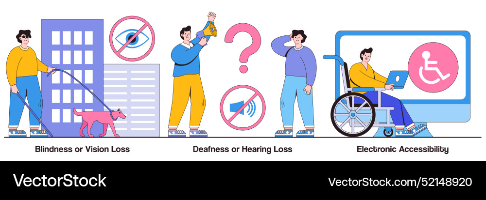 Blindness or vision loss deafness hearing Vector Image