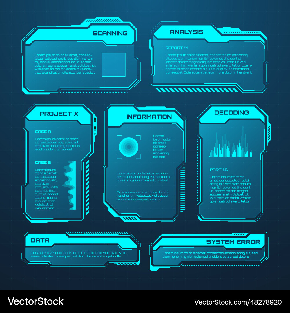 Blue futuristic hud or ui elements sci-fi user Vector Image