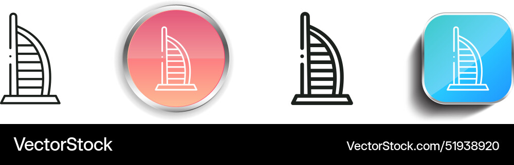 Burj al arab icon thin linear regular and button Vector Image