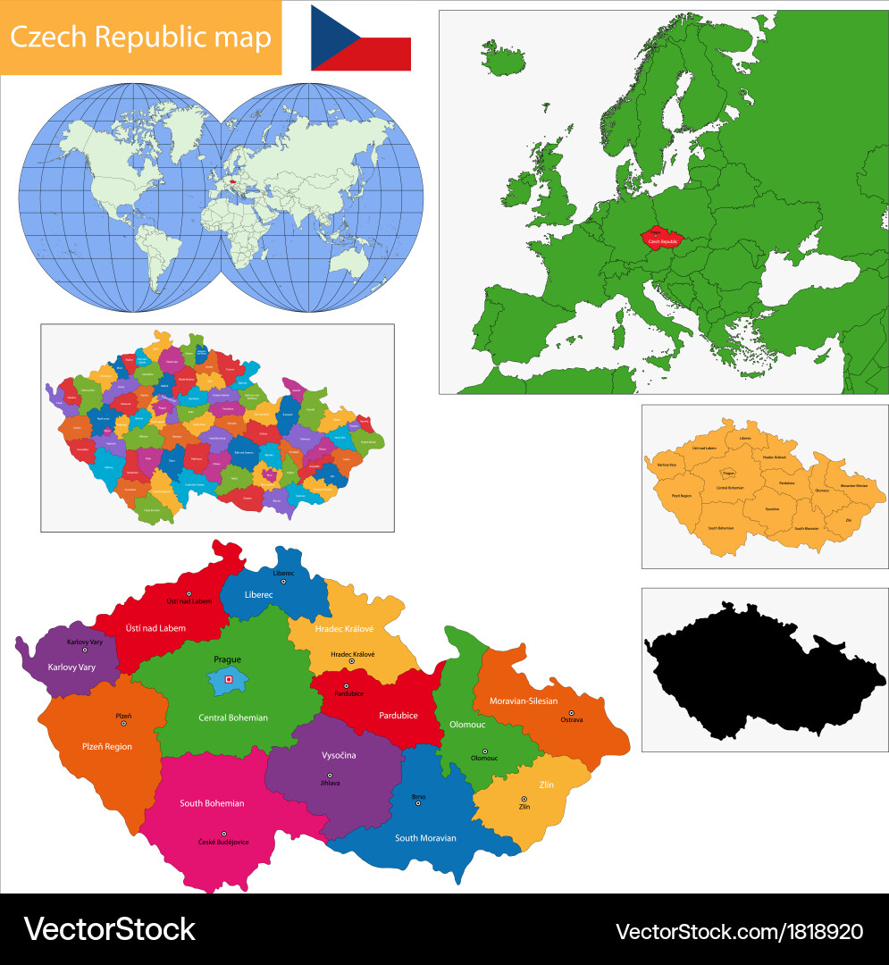 Czech republic map Royalty Free Vector Image - VectorStock