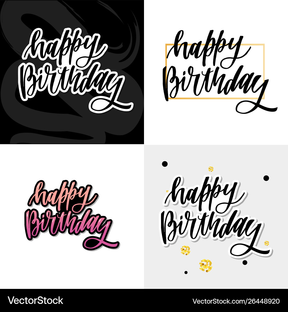Happy birthday hand drawn lettering design Vector Image