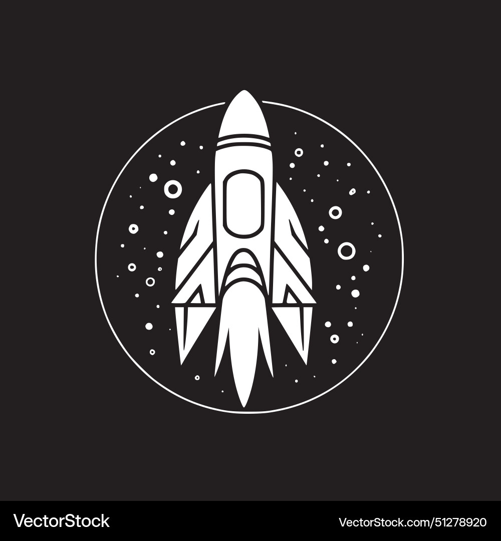 Rocket - black and white Royalty Free Vector Image