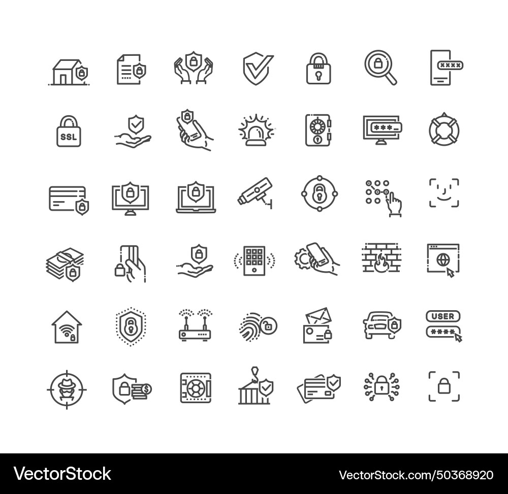 Security web icons safety protection Royalty Free Vector