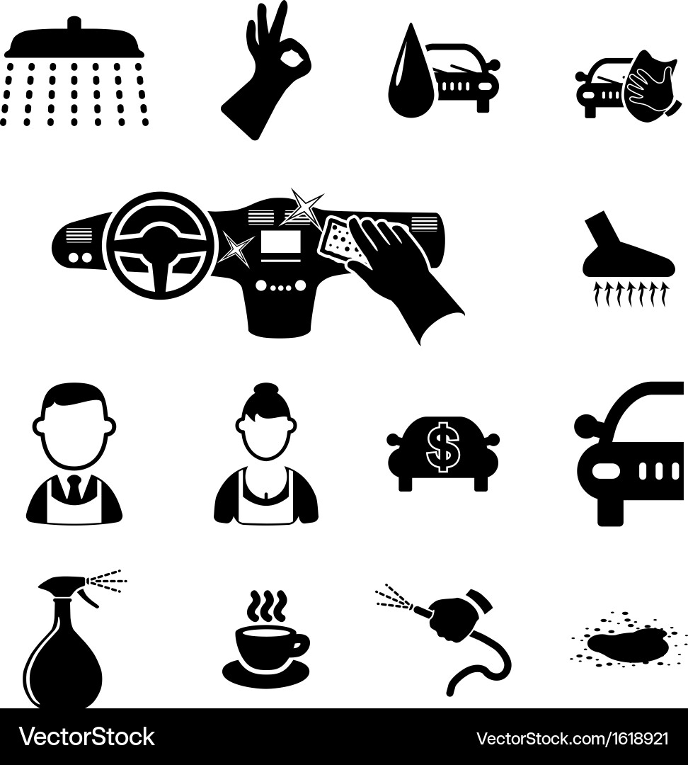 Car wash icons set Royalty Free Vector Image - VectorStock