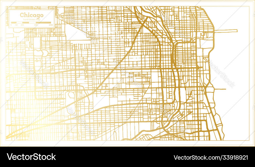 Chicago illinois city map in retro style Vector Image