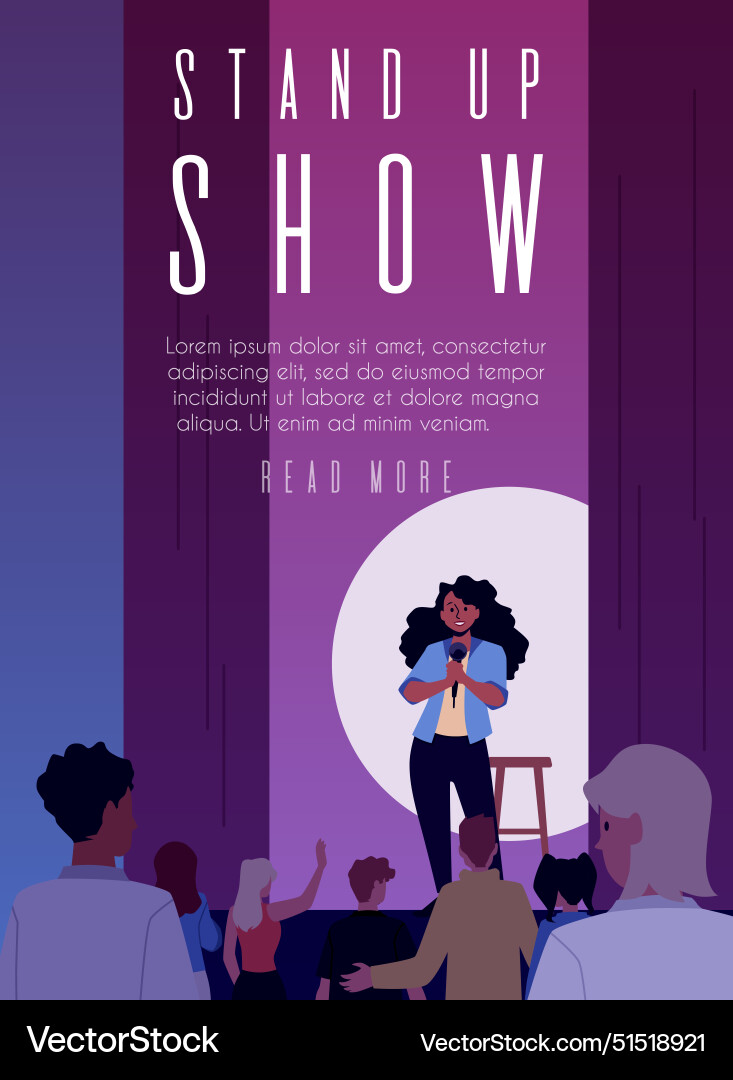 Comedian artist woman with mic perform stand-up Vector Image