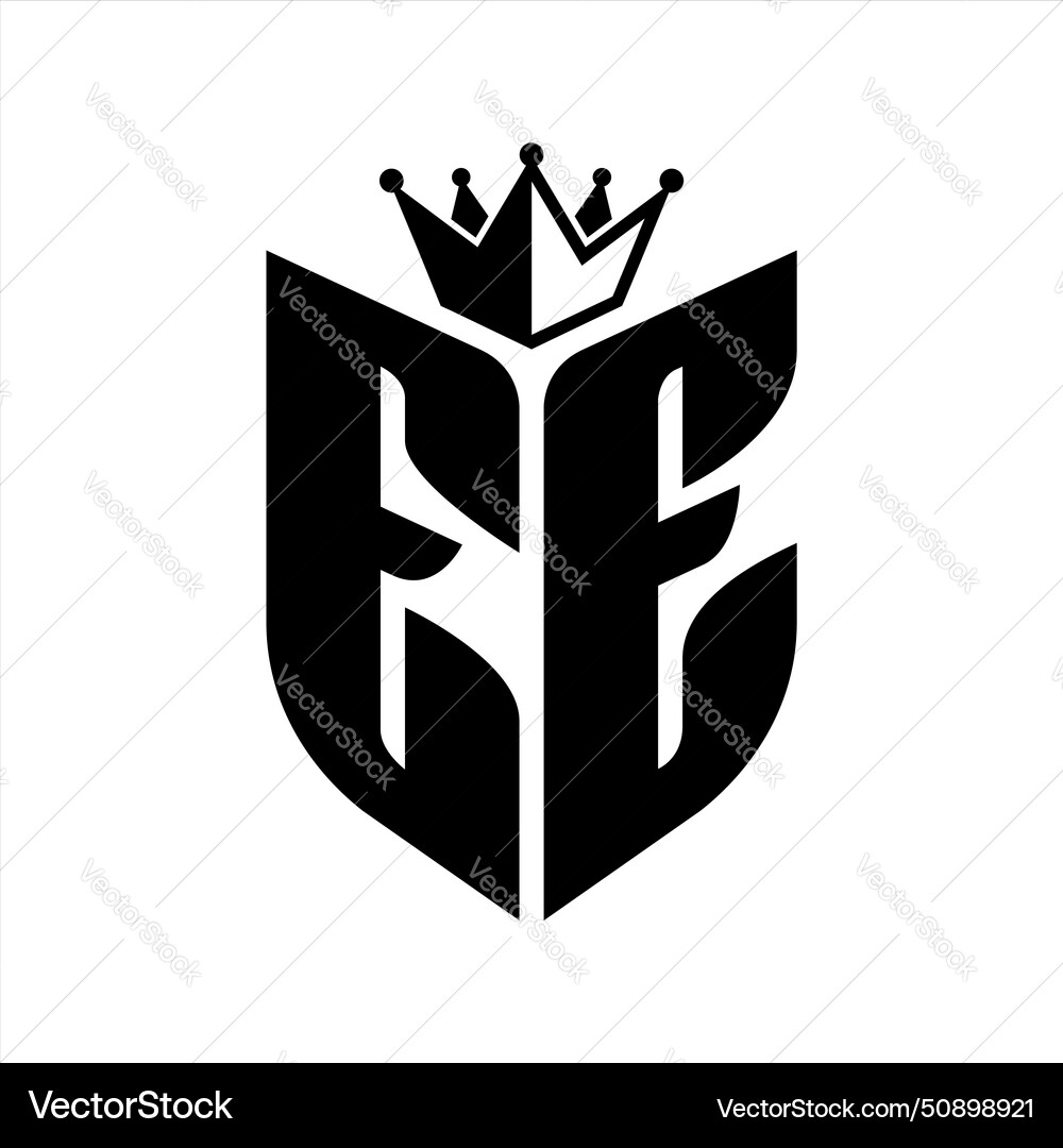 Ee letter monogram with shield shape crown Vector Image