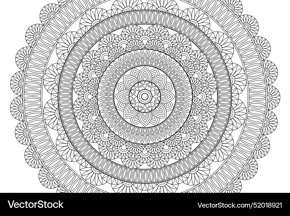 Mandala line art hand draw coloring page Vector Image