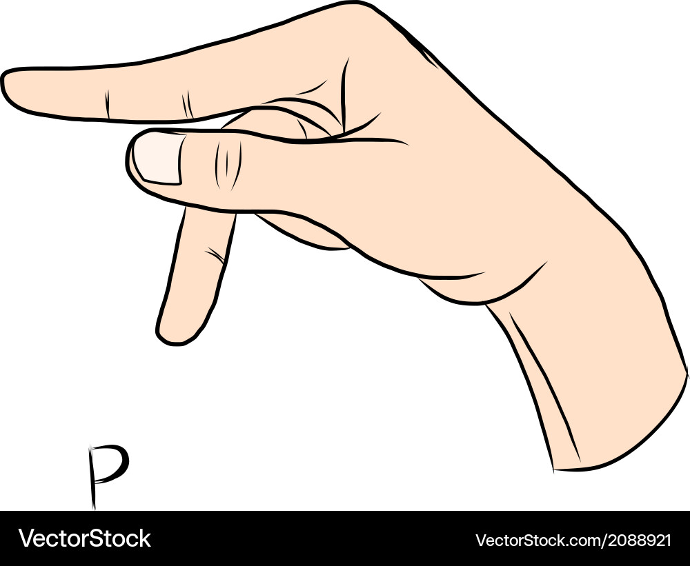 Sign language and the alphabetthe letter p Vector Image