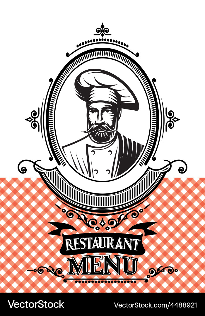 Template for a restaurant menu with the chef Vector Image