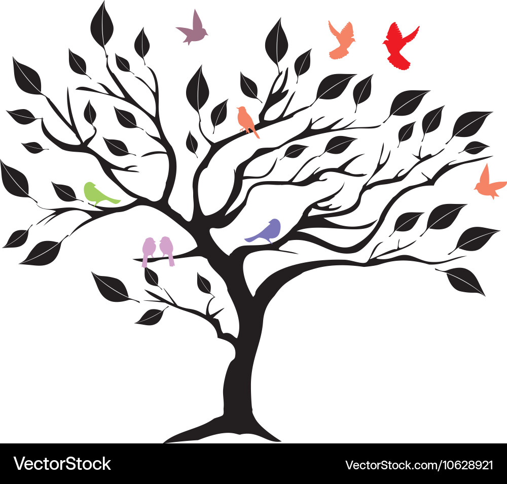 Tree b birds Royalty Free Vector Image - VectorStock