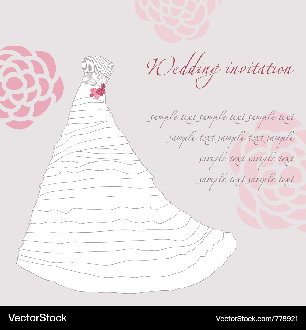 Wedding dress invitation card Royalty Free Vector Image