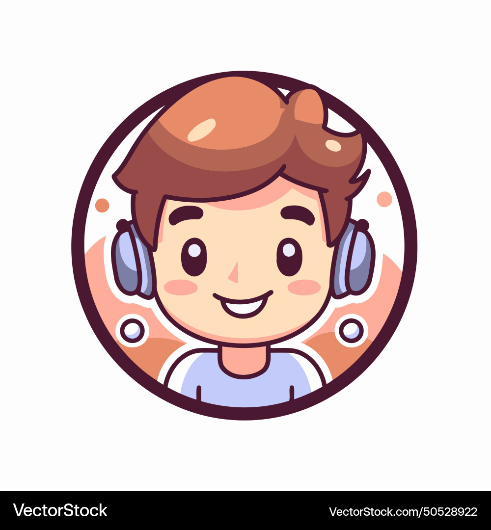 Boy with headphones icon cute cartoon character Vector Image