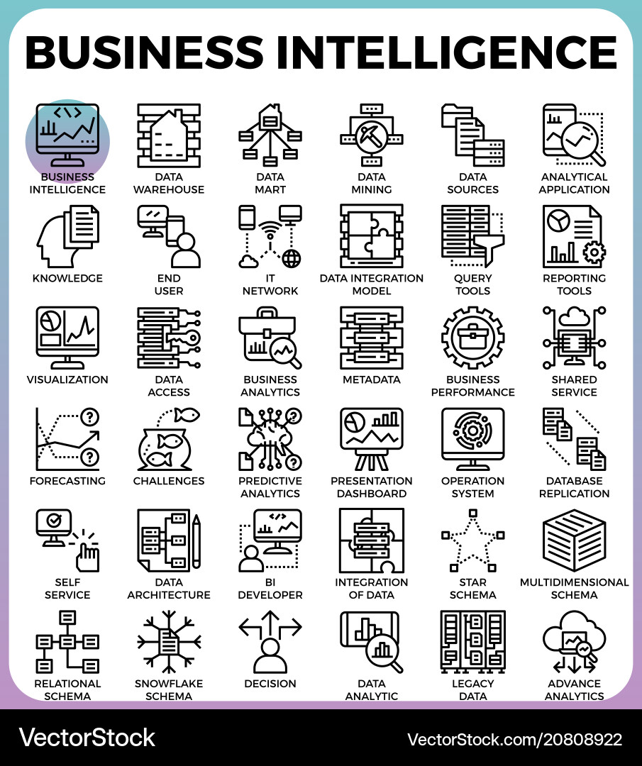 Business Intelligence Icon Set Royalty Free Vector Image