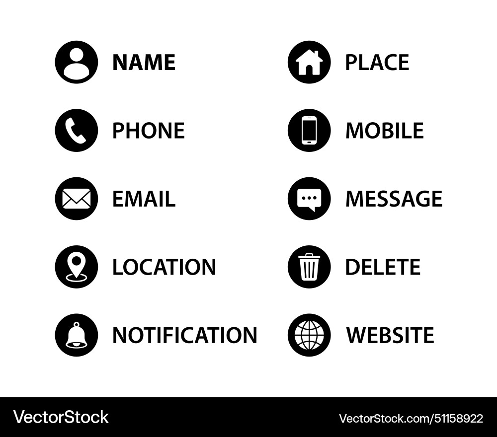 Contact information icon or business card set Vector Image