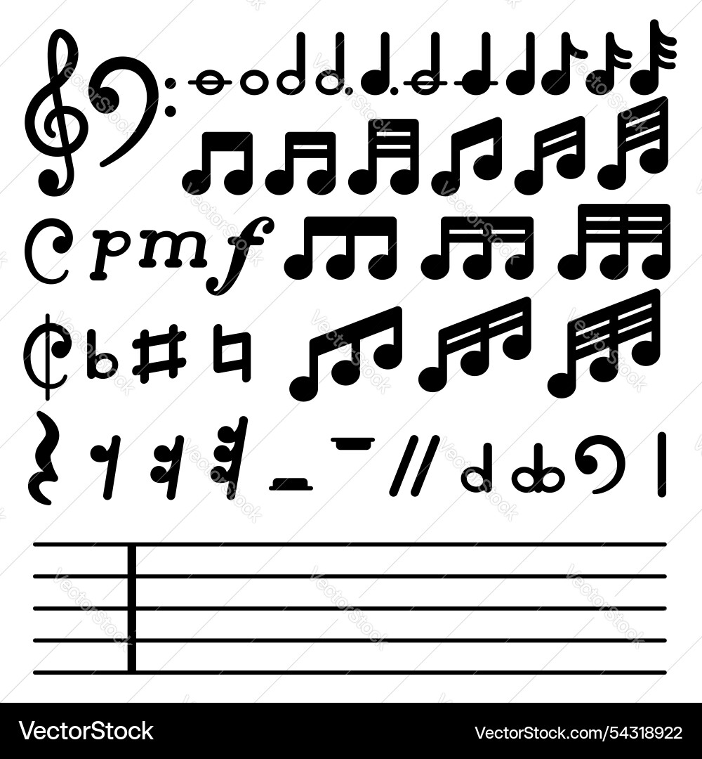 Cute Music Notes Collection Royalty Free Vector Image
